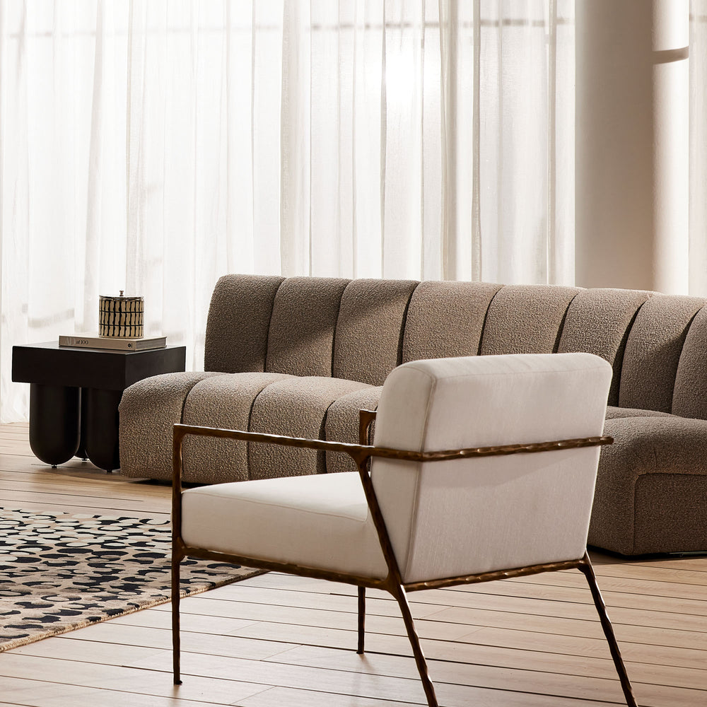 Mila Chair with Arms Powder White & Gold